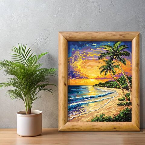 Tropical Beach Sunset - Paint by Numbers Kit