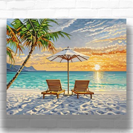 Tropical Beach Sunset - Paint by Numbers Kit