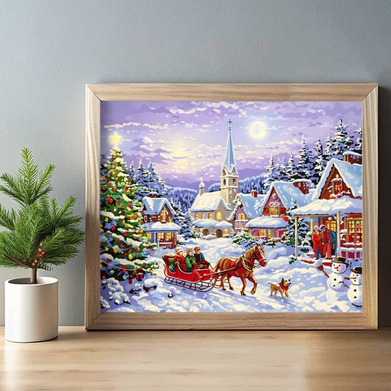 Winter Christmas Evening - Christmas Paint by Number Kit