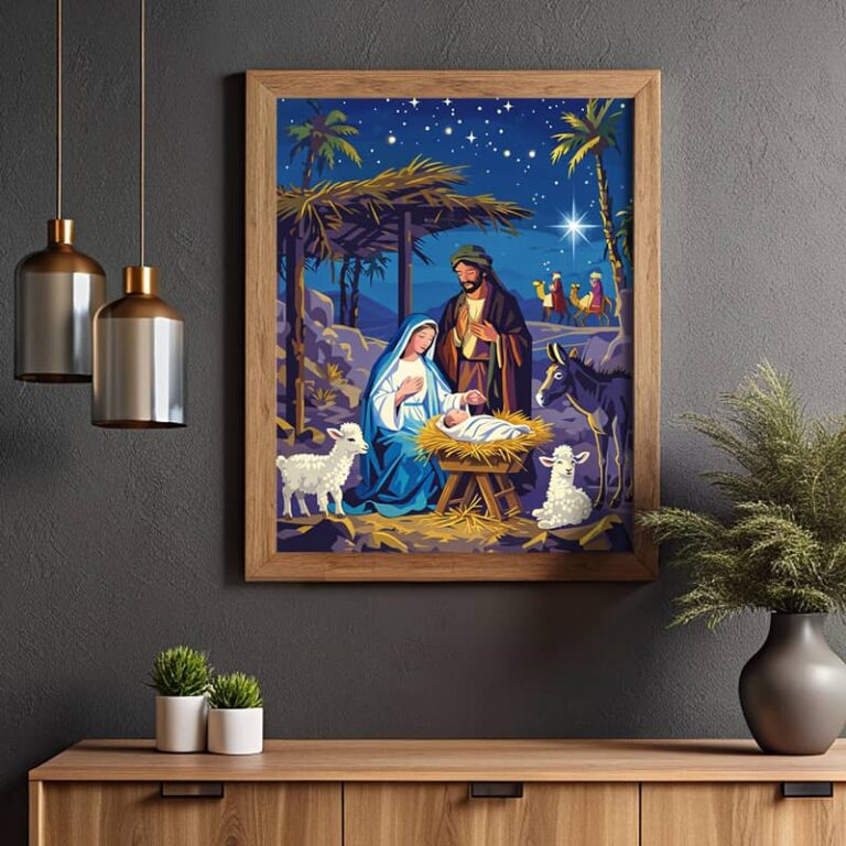 The Birth of Jesus - Nativity Scene Paint by Number