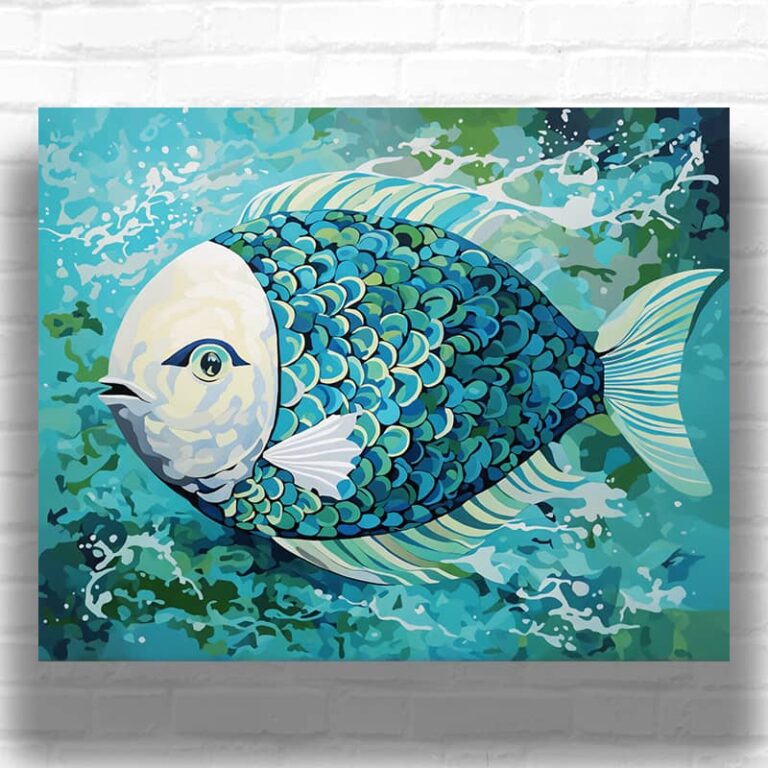 Yellow Koi Fish Large Paint by Numbers Kit - Pond Wall Art